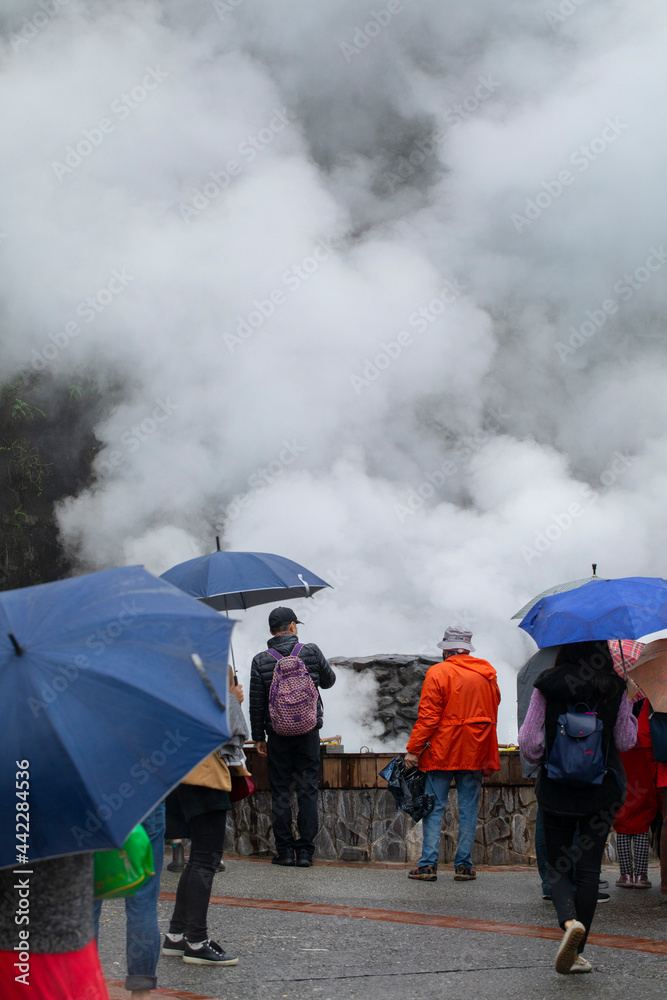 Taiwan, Yilan County, Taiping Mountain, Jiuzize Hot Springs, people ...