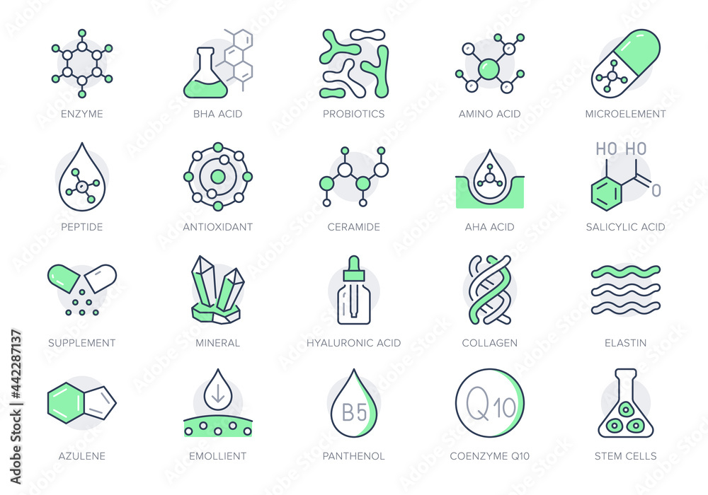 Cosmetic compounds line icons. Vector illustration include icon ...