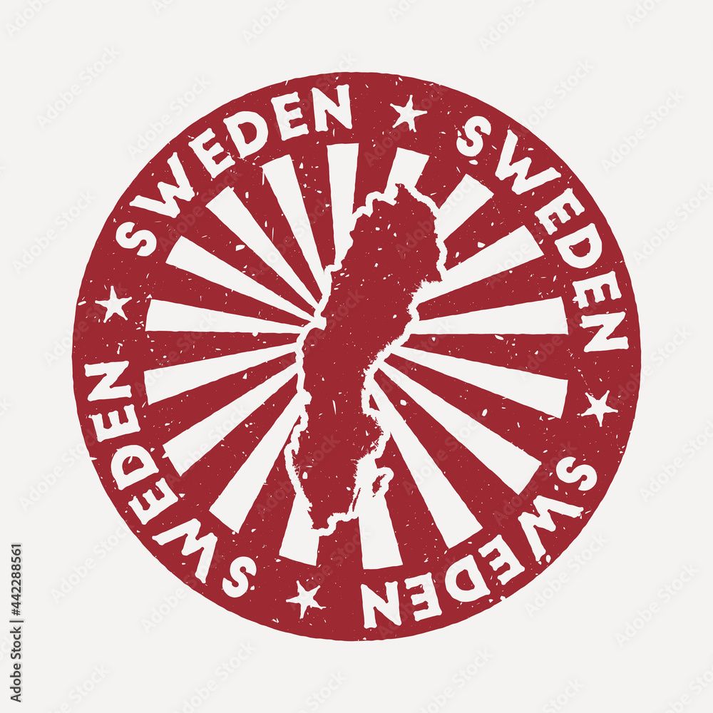 Sweden stamp. Travel red rubber stamp with the map of country, vector ...