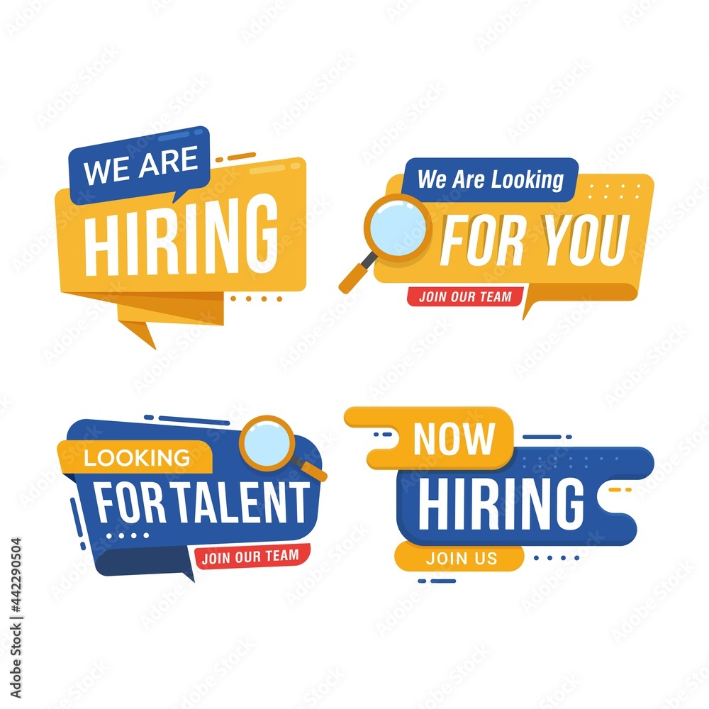 We are hiring banner badge design recruitment for job vacancy vector ...