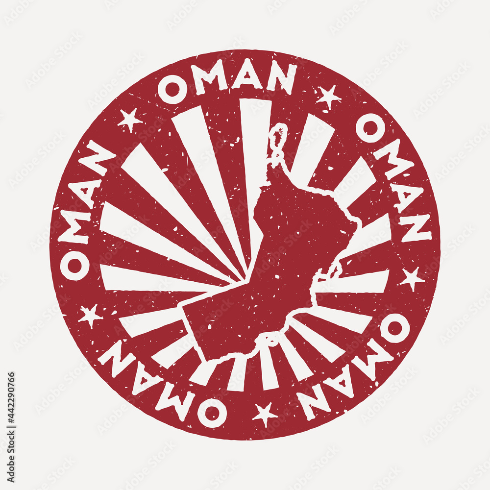 Oman stamp. Travel red rubber stamp with the map of country, vector ...