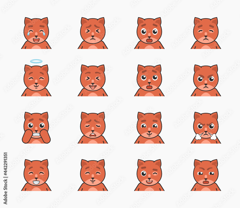 Cute squirrel avatar, emoticons show various emotions. Chibi gopher ...