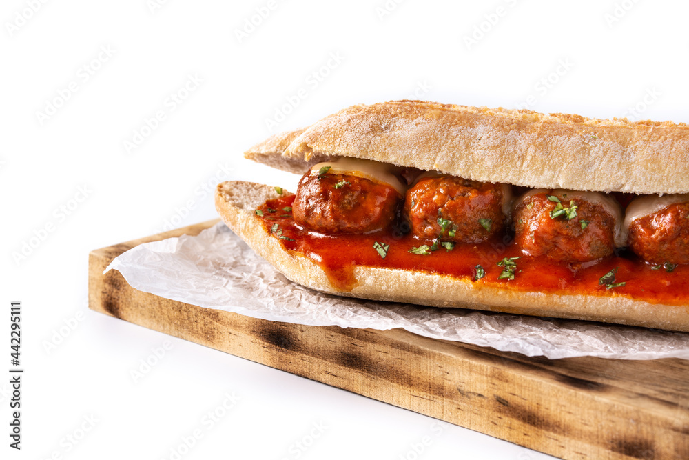 Meatball sub sandwich isolated on white background Stock Photo | Adobe ...