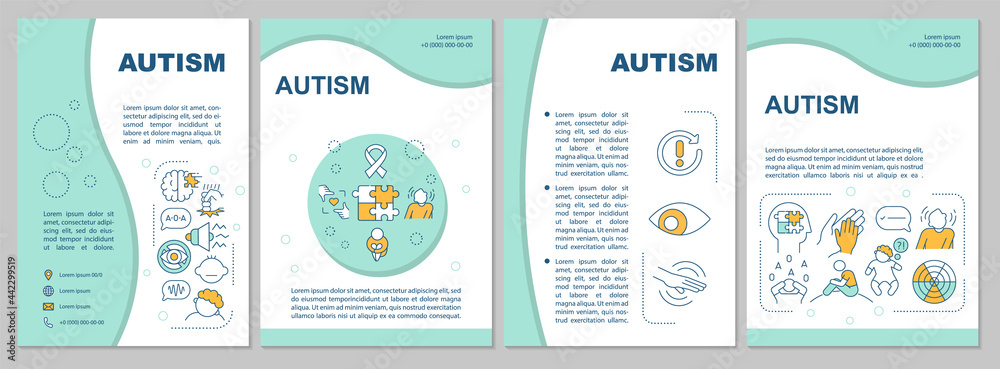 Autism brochure template. Behavior and interactional problems. Flyer ...