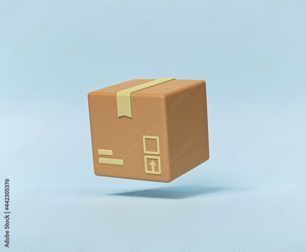cartoon style cardboard box or delivery package isolated. minimal icon ...