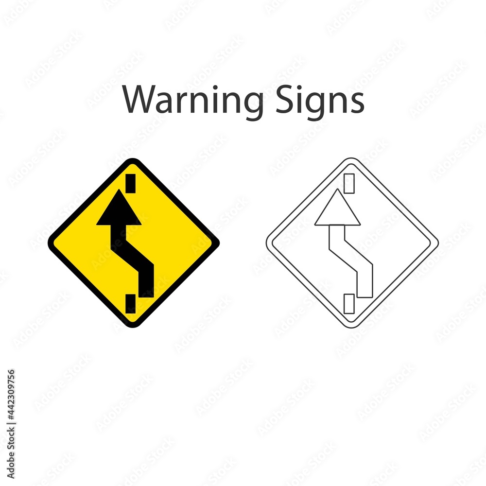 Changing to left lane sign 2 style, Vector illustration and hand ...