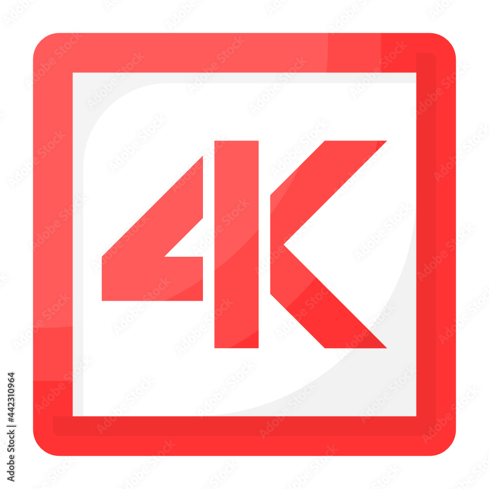 Red 4K resolution signage Concept Vector Color Icon Design, Video ...