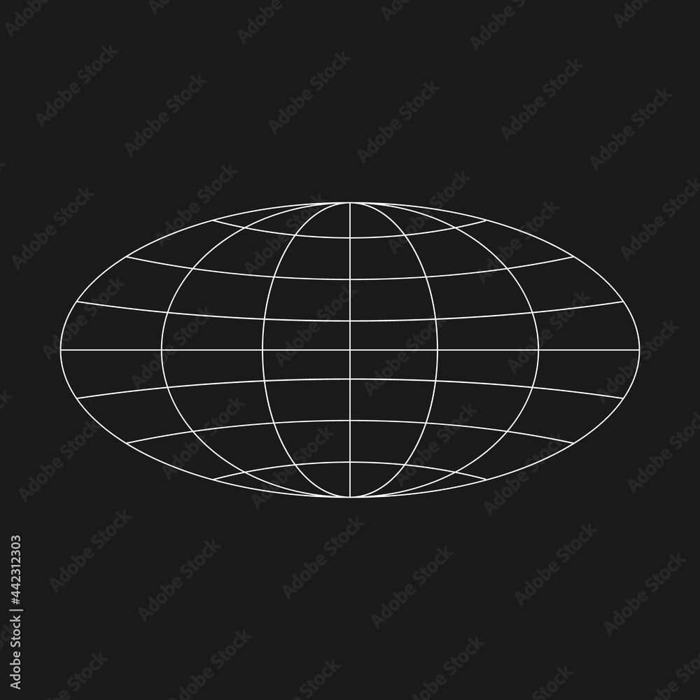 Retrofuturistic ellipse planet icon. Cyberpunk geometry of planet ...