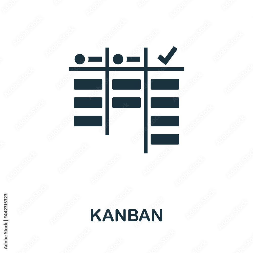 Kanban icon. Simple creative element. Filled monochrome Kanban icon for ...