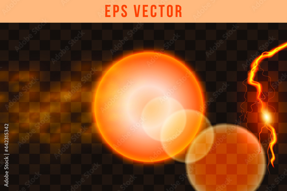 Sun Light Effect EPS Vector Set Orange Colour Sunset Illuminated Stock ...