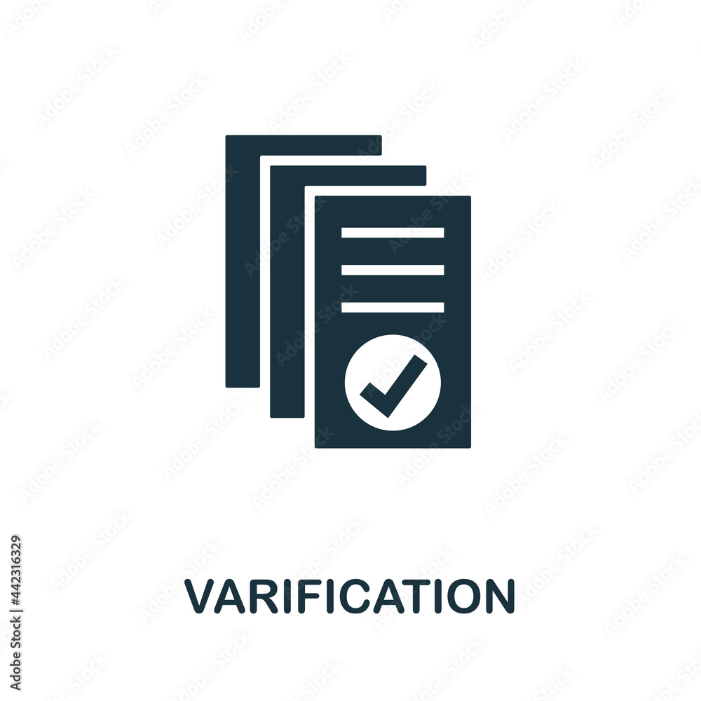 Varification icon. Simple creative element. Filled monochrome ...