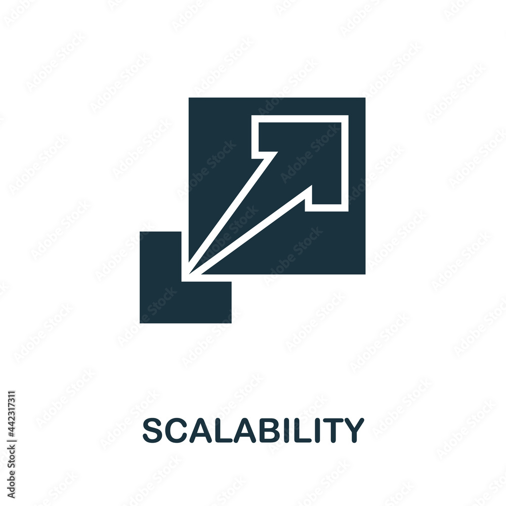 Scalability icon. Simple creative element. Filled monochrome ...
