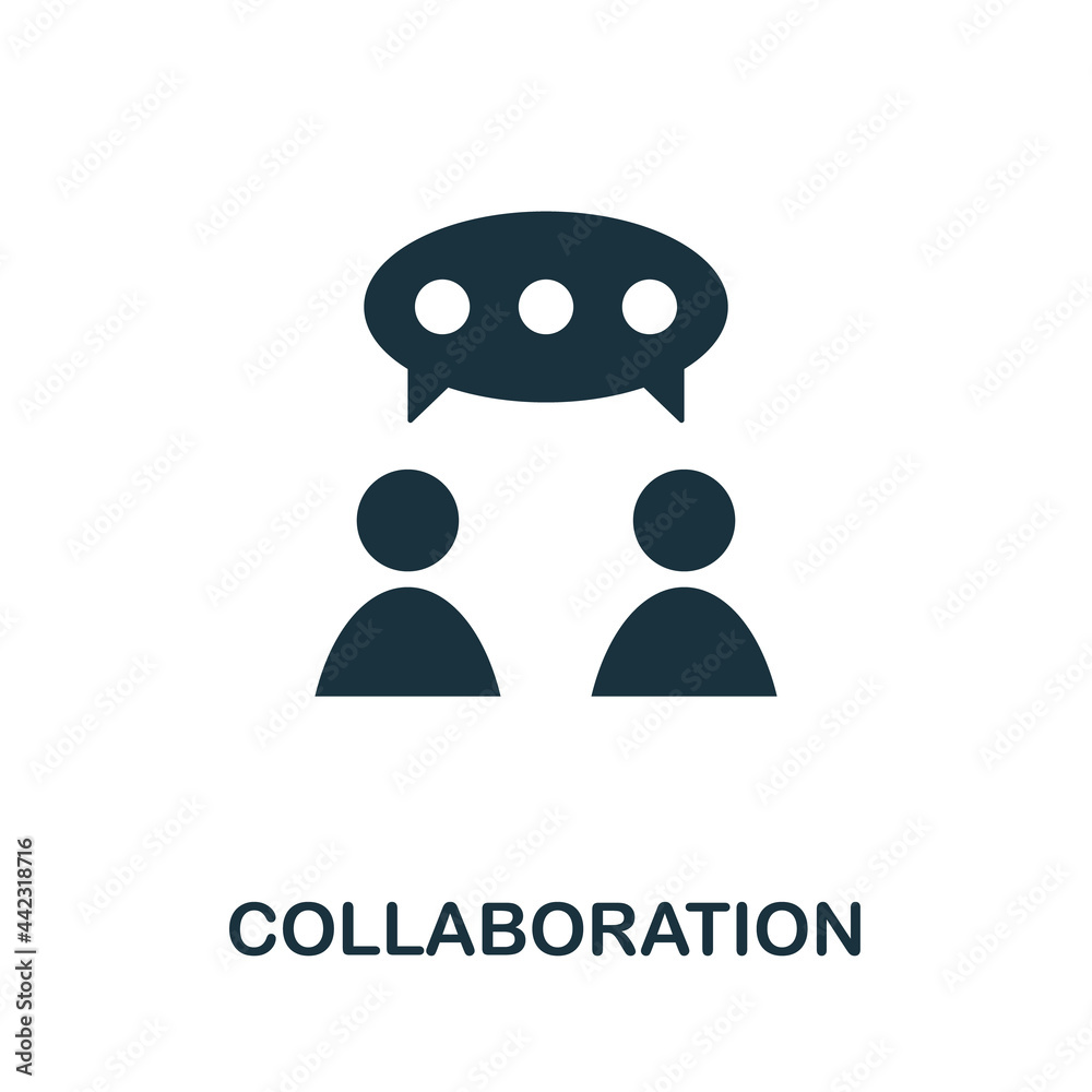 Collaboration icon. Simple creative element. Filled monochrome ...