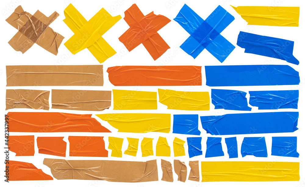 Big set stationery scotch various colors, torn and crumpled self ...