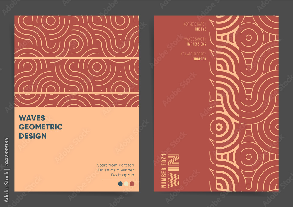 Wavy Geometric Asian Poster Design Template Set. Best for poster, web ...