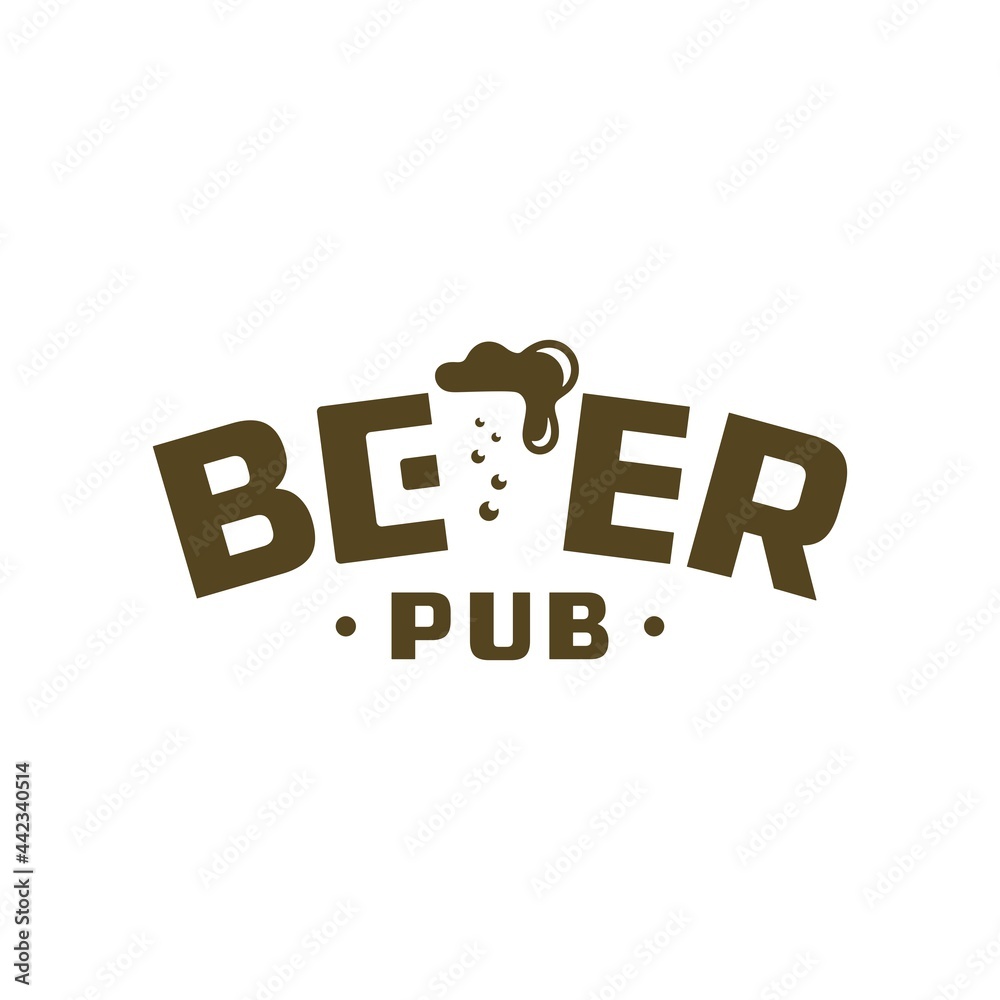 Beer pub logo. Logotype with negative space in the form of a mug with ...