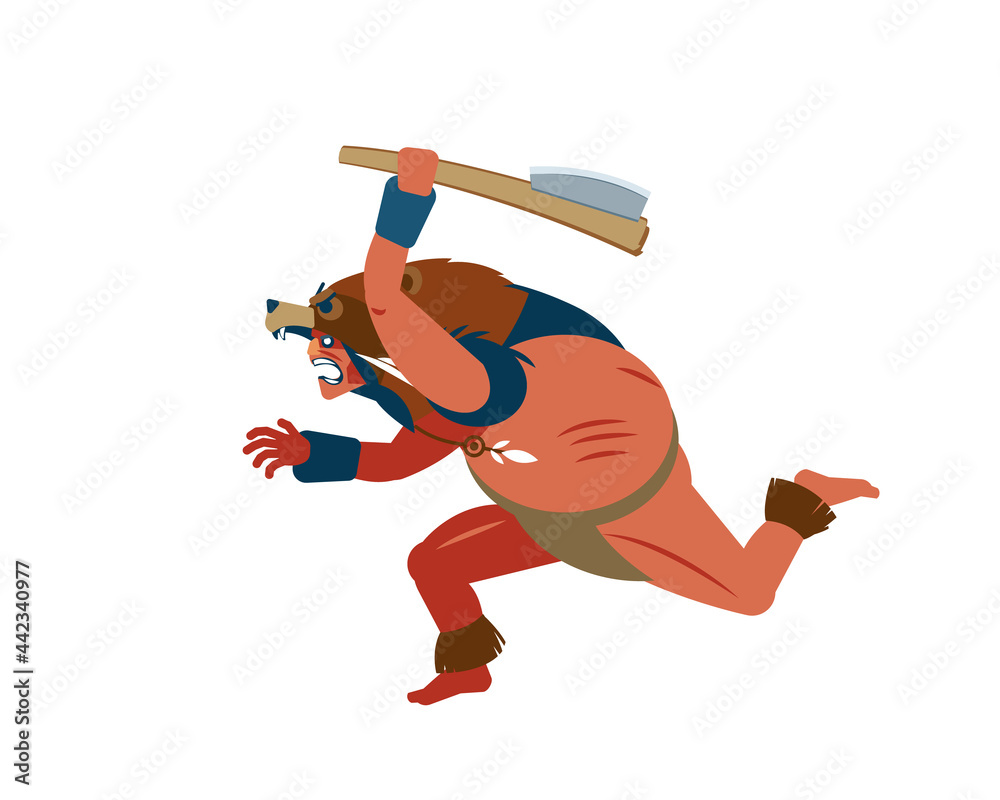 Mayan, Aztec or Inca warrior character in skin of bear, wearing a bear ...