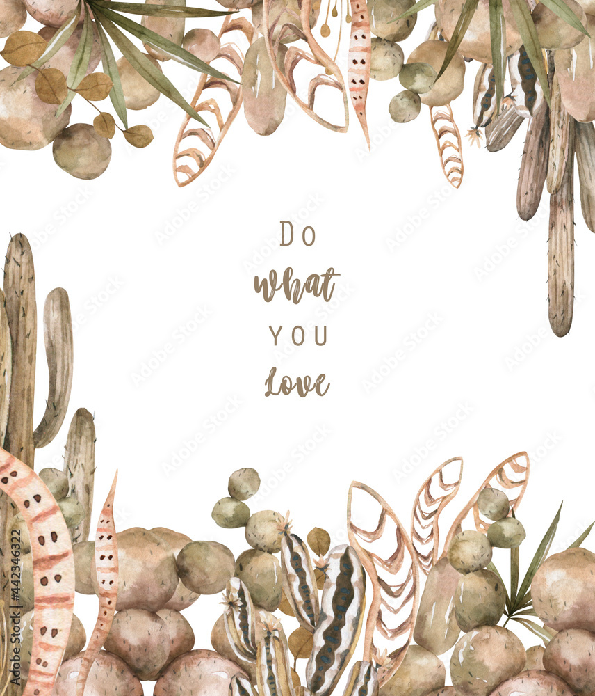 Banner, template for cards with cactuses . image of brown cacti frame ...