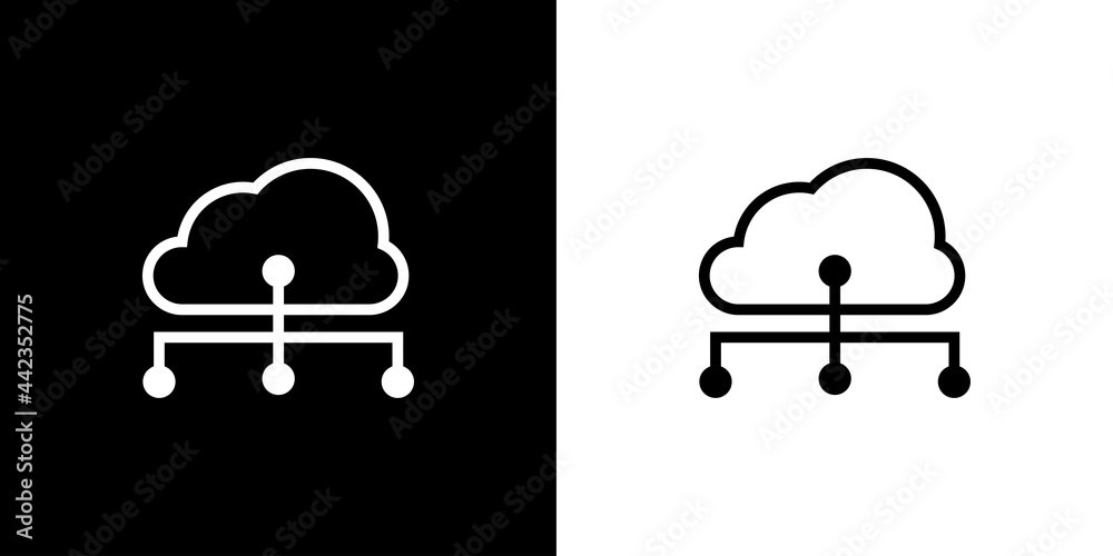 Cloud with node icon , networking icons are connected to each other ...