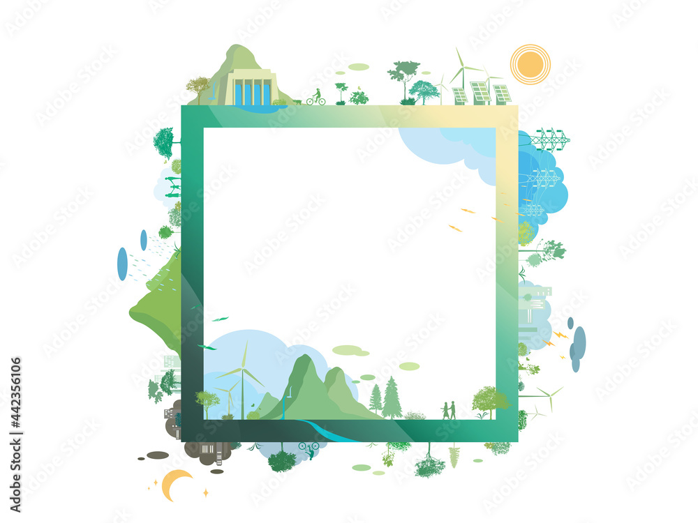 ESG and ECO friendly community frame shows by the green environmental ...