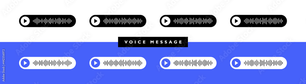 Set voice messages icon with sound wave. Message bubble for social ...
