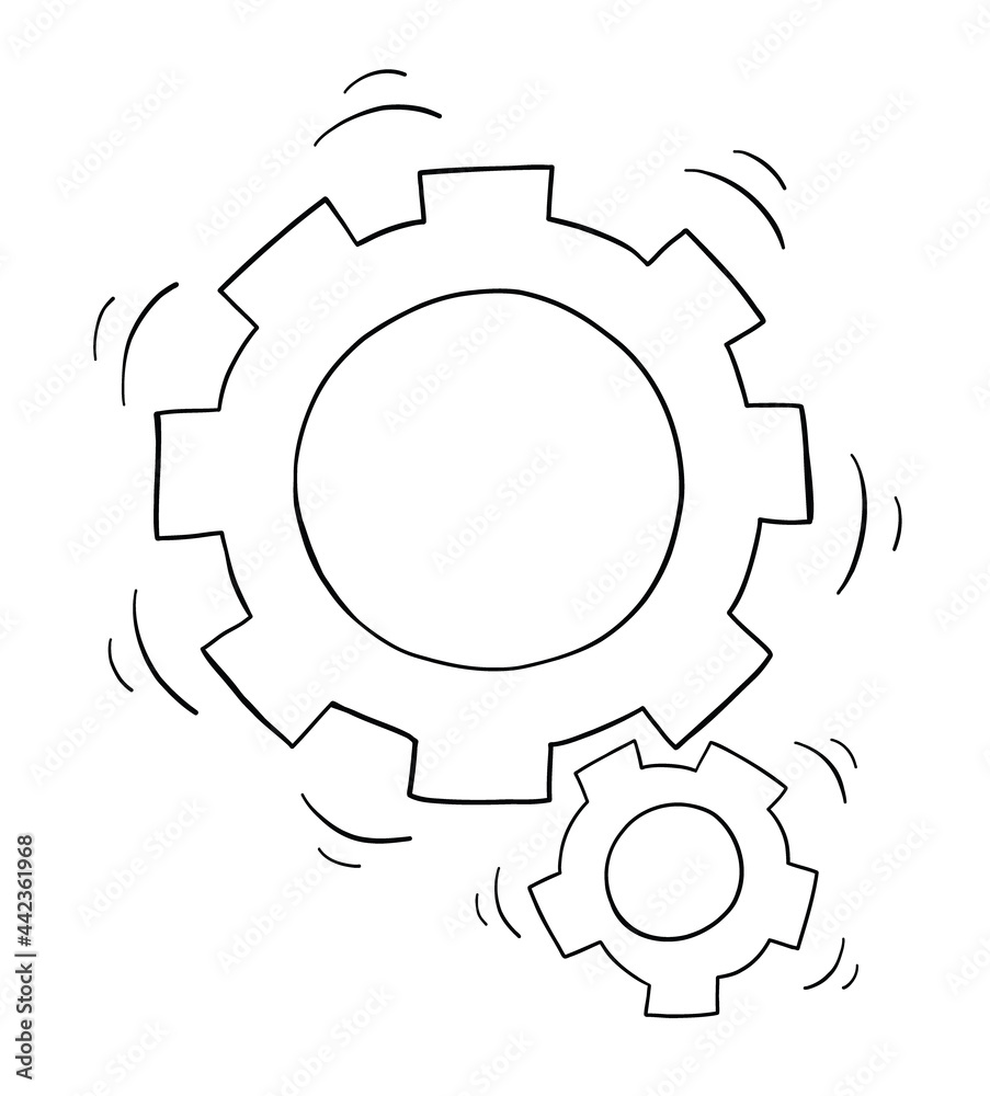 Cartoon vector illustration of spinning gears Stock Vector | Adobe Stock