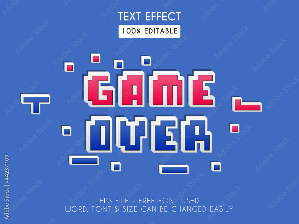 Pixel text effect style - Editable text effect - Game over pixel font ...