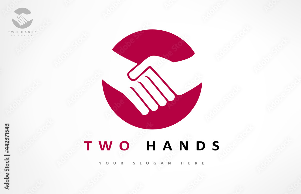 Two hands logo vector. Handshake, partnership, cooperation and ...