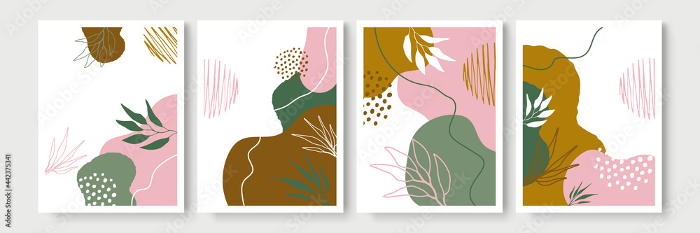 Abstract art botanical pink background vector. Luxury wallpaper with ...