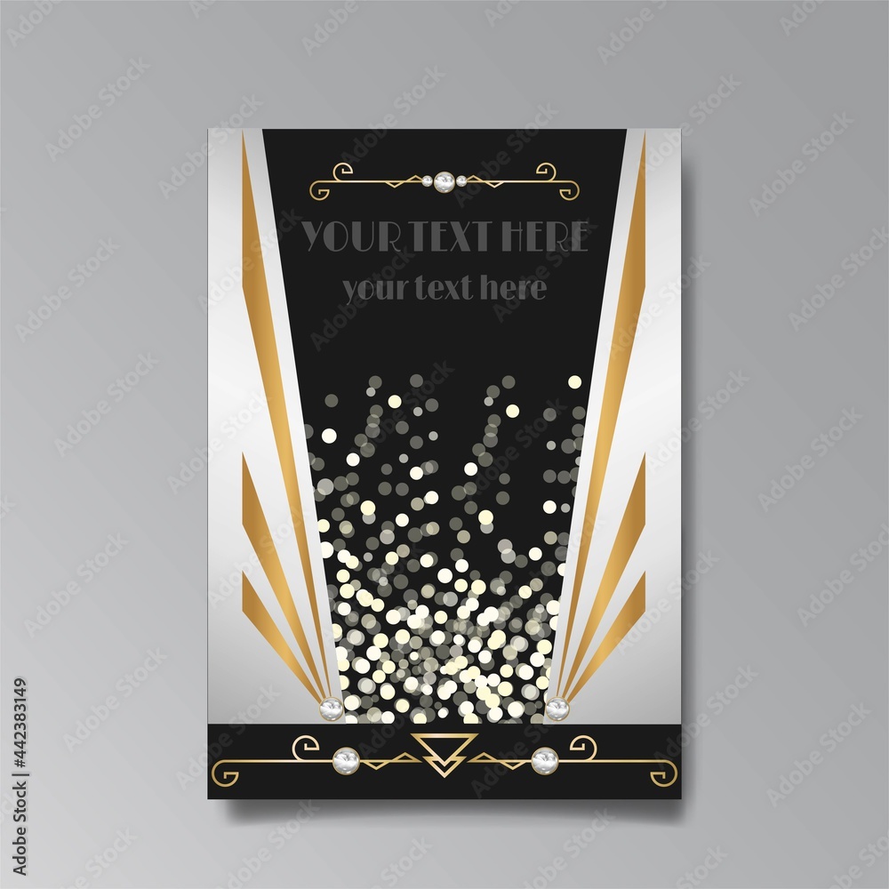 Art Deco template golden black luxury, A4 page, menu, card, modern ...