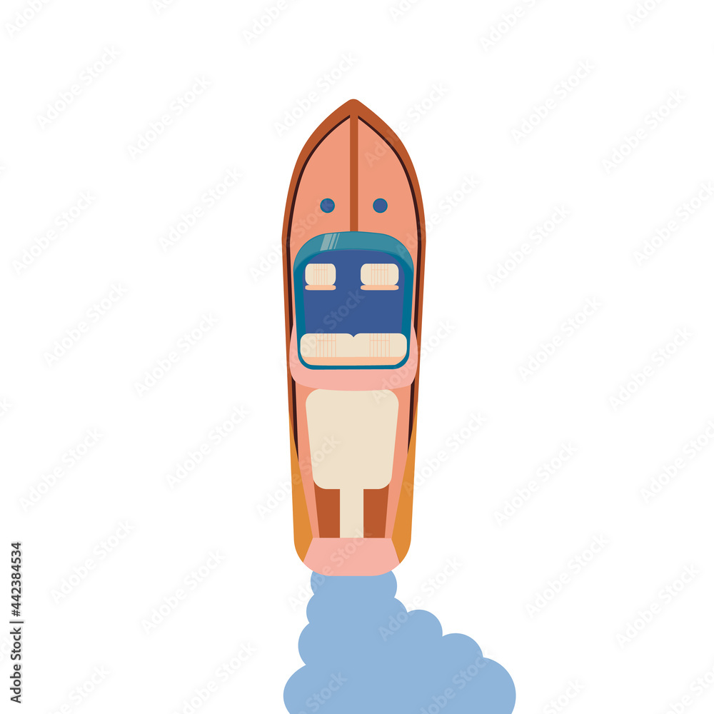 Vector upper air boat and ocean ship. Marine boat and transport for ...