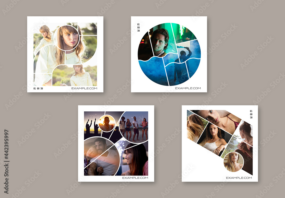 Modelo de Collage Social Set do Stock | Adobe Stock