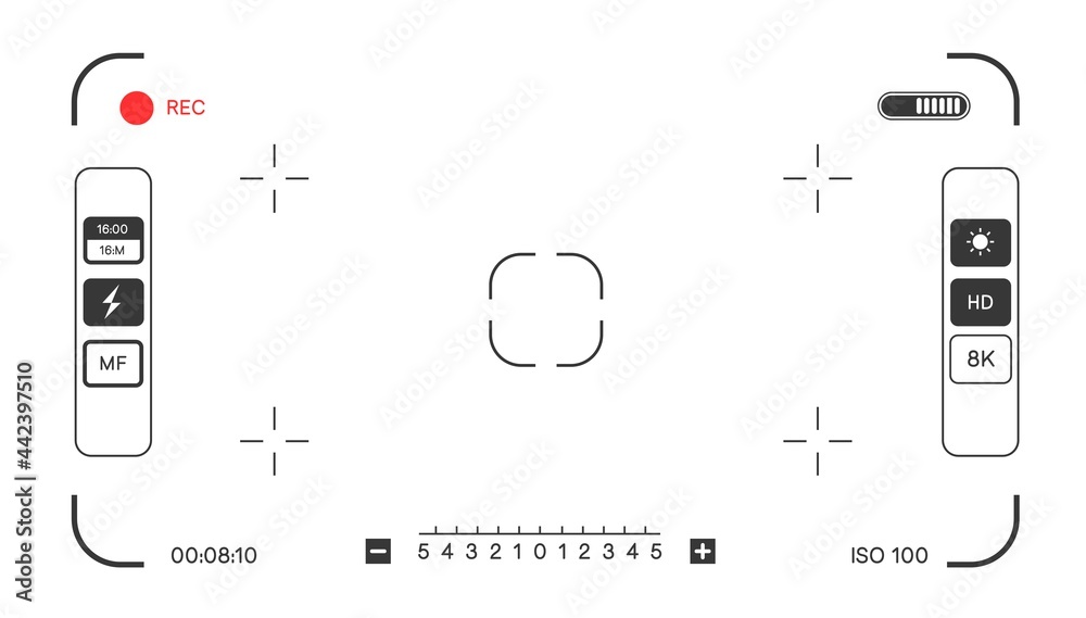 Camera focus with info and settings on screen Stock Vector | Adobe Stock