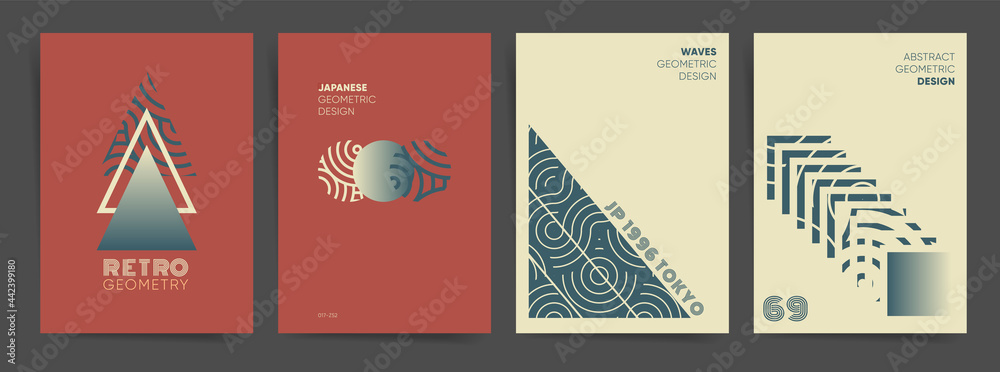 Geometric gradient poster design template set. Modern minimal design ...