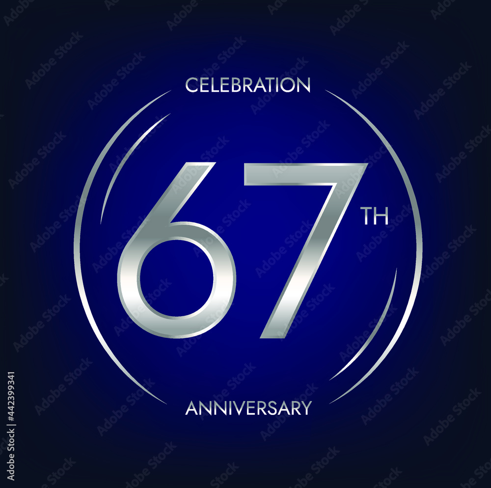 67th anniversary. Sixty-seven years birthday celebration banner in ...