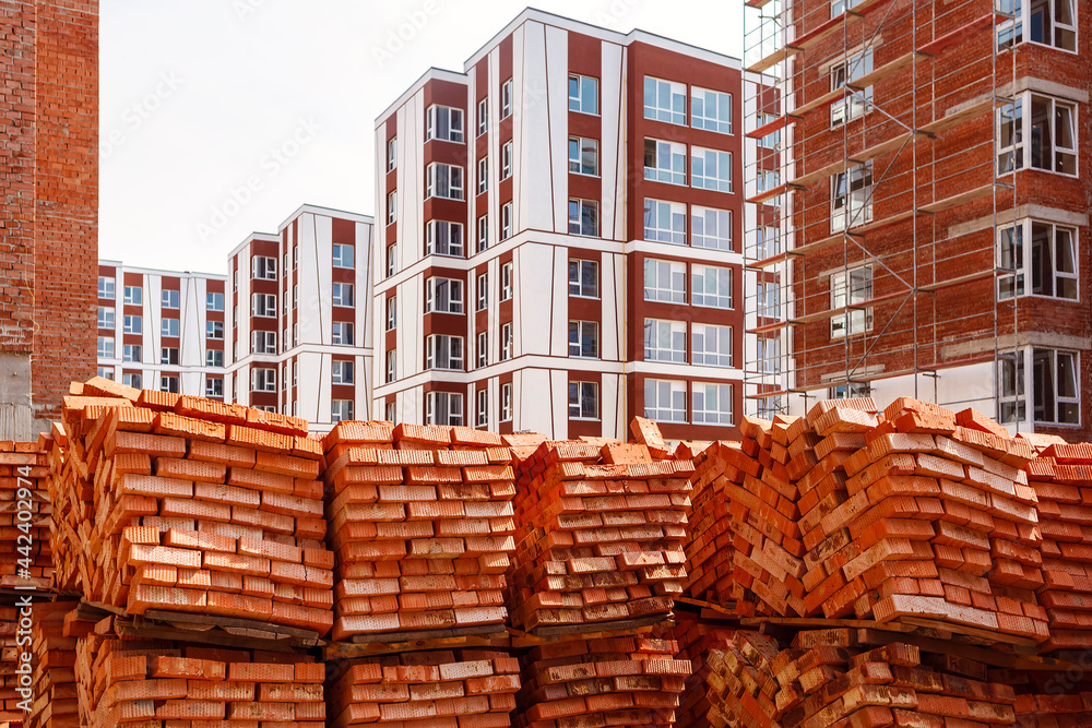brick, brick house construction, bricks pile, bricks wall, building ...