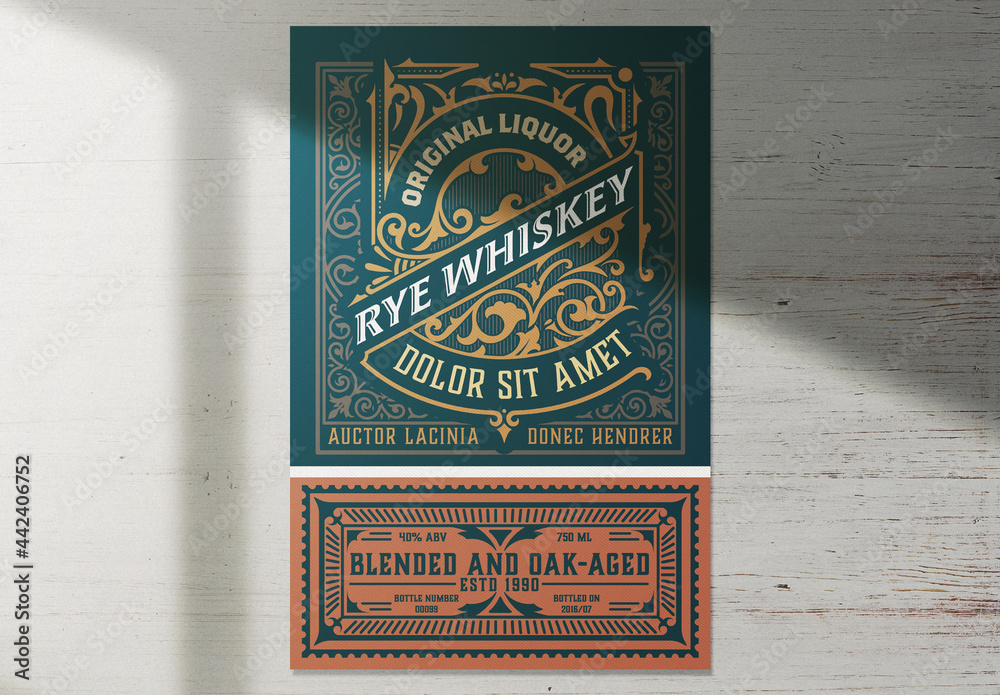 Vintage Liquor Label Packaging Layout Stock Template | Adobe Stock
