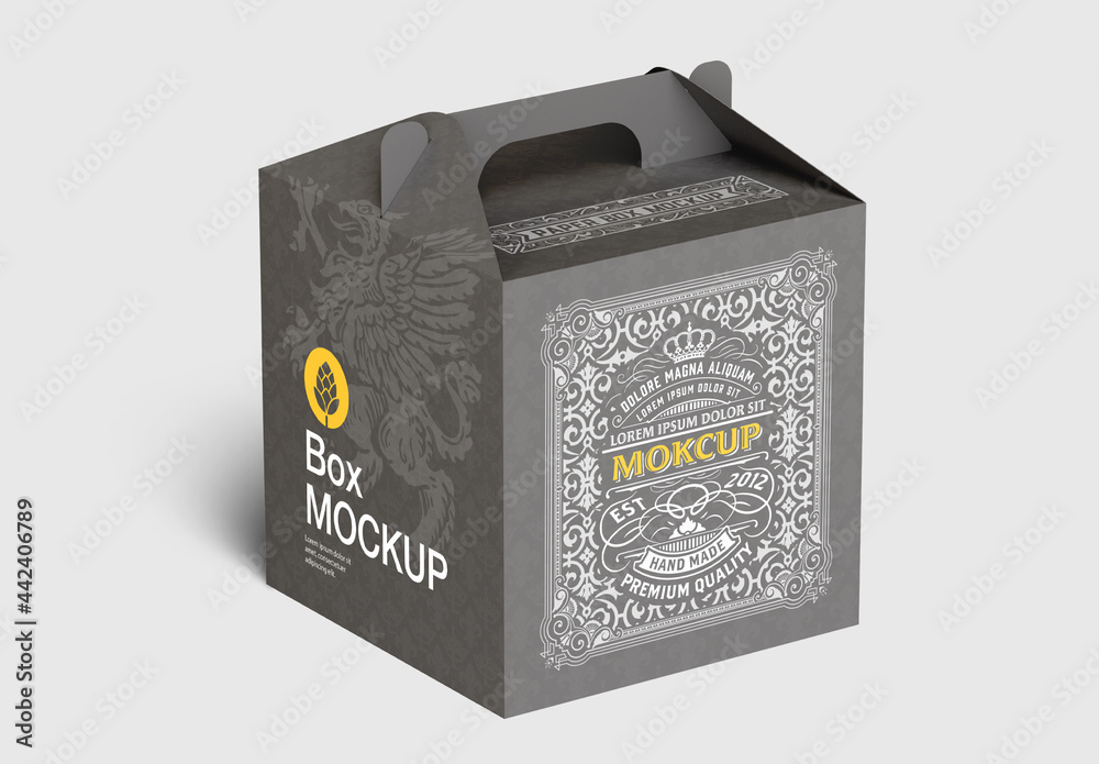 Box Mockup with Handle Stock Template | Adobe Stock