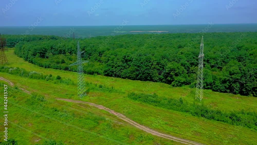 Large Transmission Towers in the Countryside. Different Types of ...