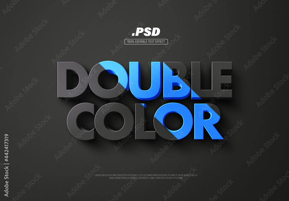 Double Color 3D Text Effect Stock Template | Adobe Stock