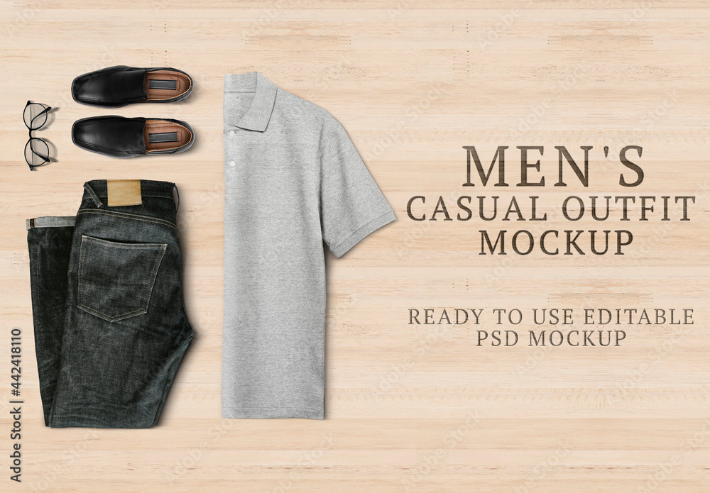 Editable Menswear Outfit Mockup Stock Template | Adobe Stock