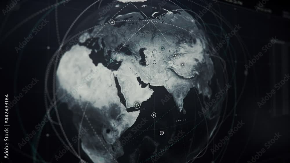 User interface of Modern Spying System. World Map. User Interface of ...