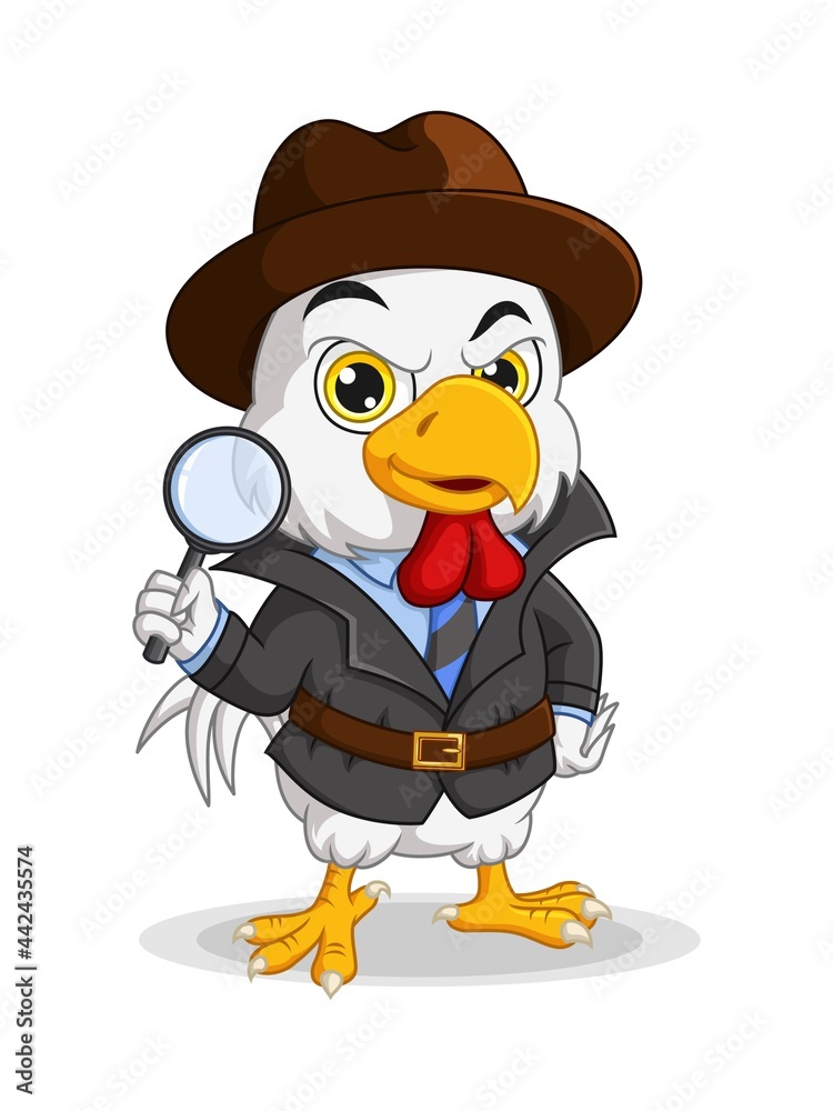 Cartoon detective chicken holding magnifying glass Stock Vector | Adobe ...