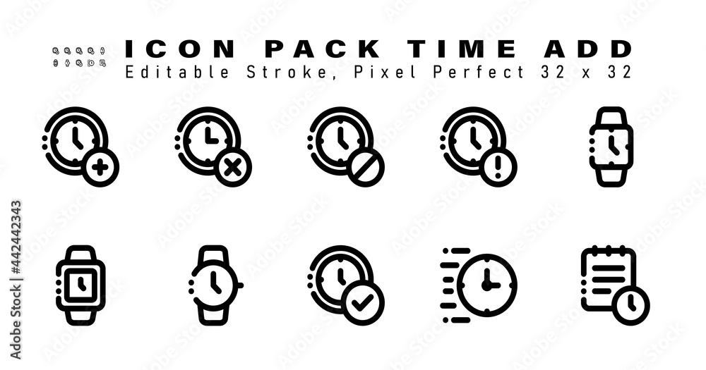 Icon Set of Time Add Line Icons. Contains such Icons as Smartwatch ...