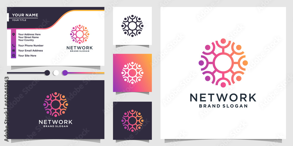 Abstract people logo with network comunity concept Premium Vector Stock ...