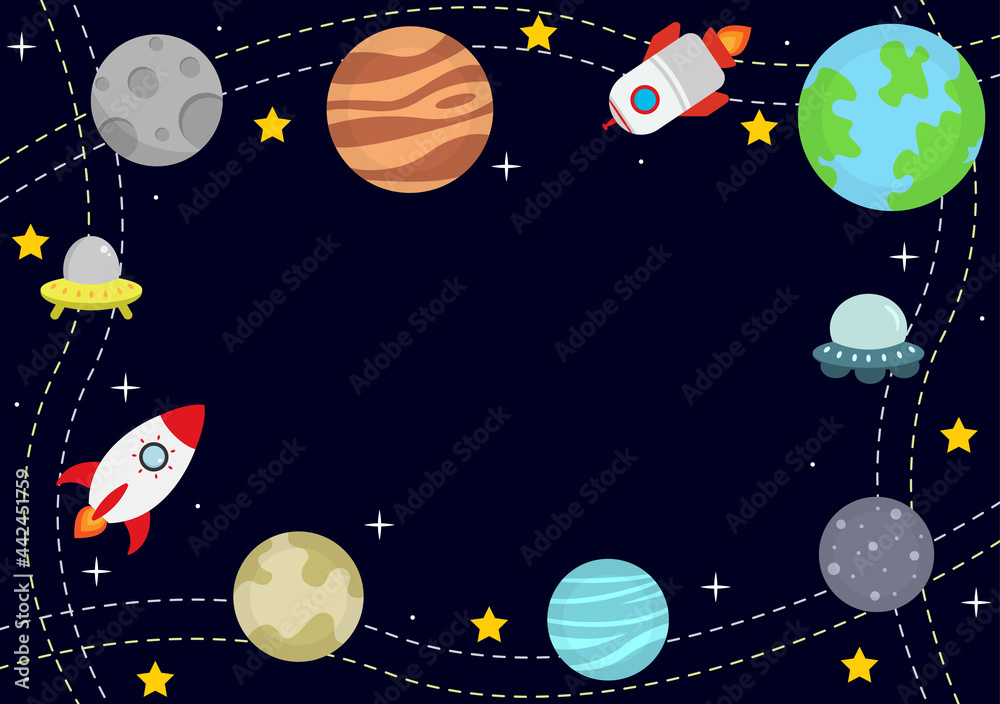 Astronaut With Rocket Background Illustration For Explore In Outer ...