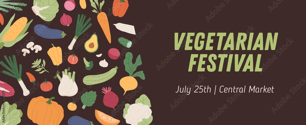 Design of advertising banner for vegetarian festival. Horizontal ...