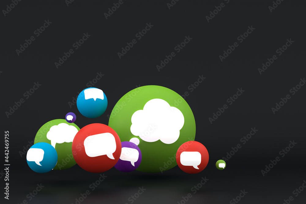 Idea comment or think reactions emoji 3d render,social media balloon ...