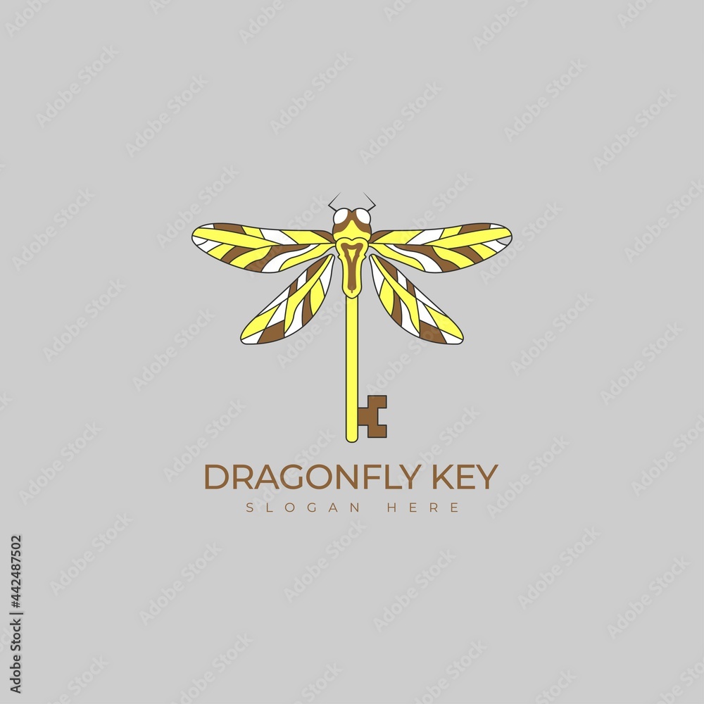 Key Fly Dragonfly Wings Secret Security Logo Symbol Stock Vector ...