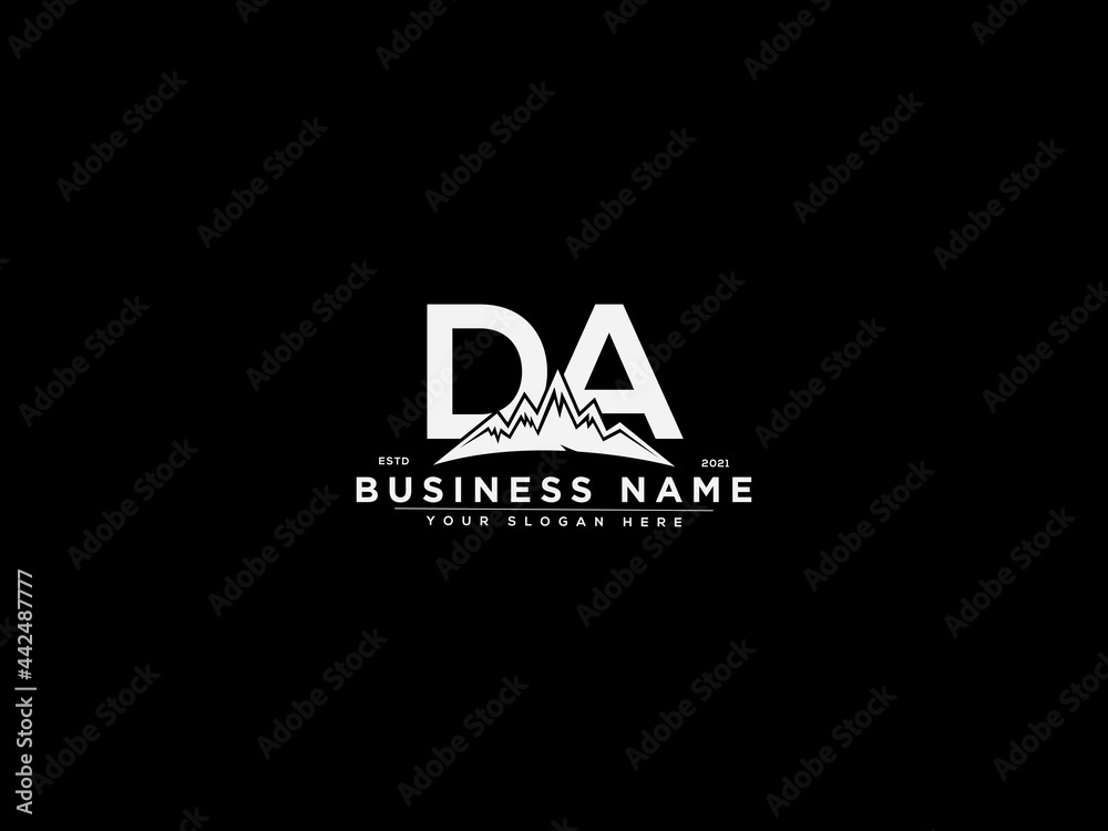 Letter DA Logo, mountain da logo icon vector for river forest hill ...